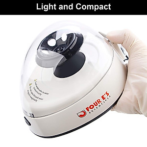 Mini Centrifuge Machine, Four E's Scientific Lab Benchtop Centrifuge 5400rpm, 2000 x g RCF with 2 Interchangeable Rotors for 0.2/0.5/1.5/2mL Tube Capacity