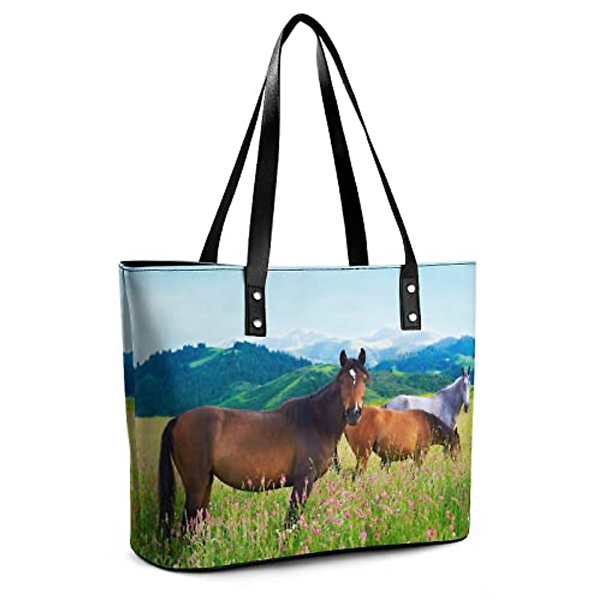 Womens Handbag Meadow Horse Leather Tote Bag Top Handle Satchel Bags For Lady