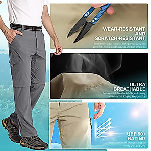 Hiking Pants for Men boy Scout Convertible Cargo Zip Off Lightweight Quick Dry Breathable Fishing Safari Shorts,6226,Grey,29