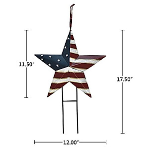 Veclotch 4th of July Metal Barn Star Yard Sign Outdoor Lawn Decor, Patriotic US Flag Star Barn Hanging Ornament Garden Signs Decorative Outdoor Stake July 4th Memorial Day Party Supplies (S, A)