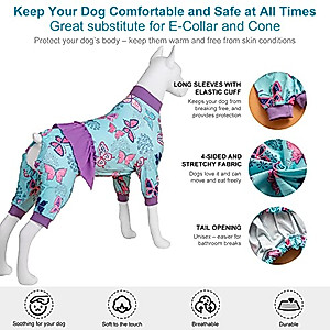 LovinPet Dog Pajamas Extra Large Size Dog - Post Surgery Comfort Pajamas, Lightweight Stretchy Fabric, Navy Butterfly Wings Print, Large Dog Pajamas, Undershirt for Dog Dresses,Pink M