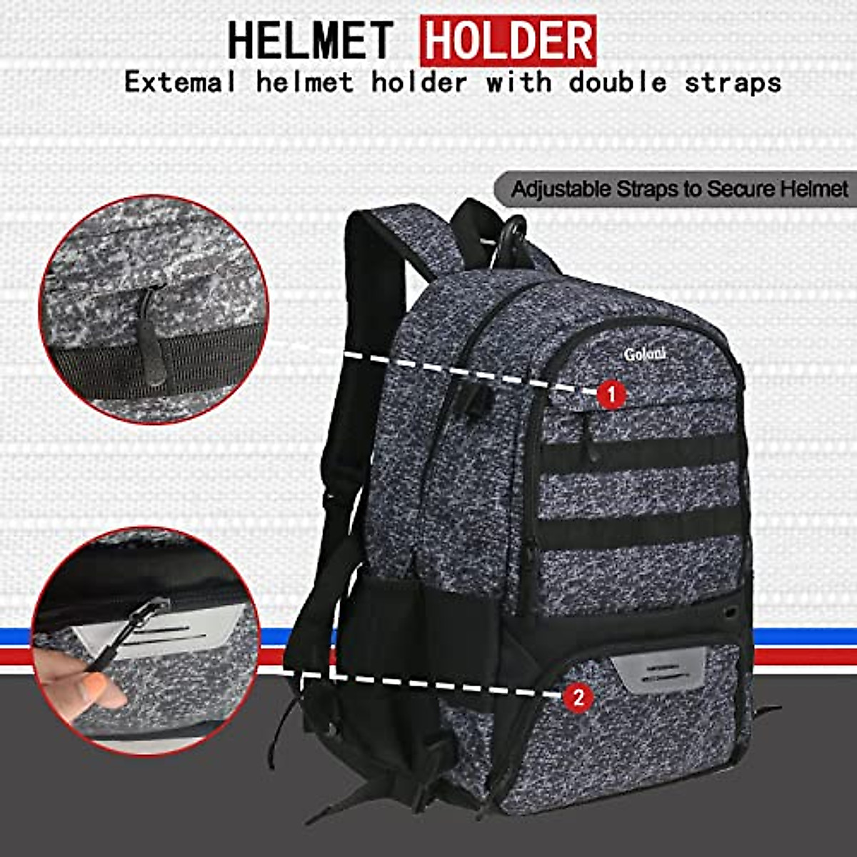 Goloni | Large Lacrosse Equipment Backpack with Two Sticks holder and Separate Cleats Compartment Field Hockey Bag