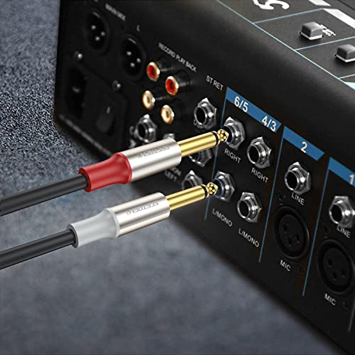 SCETREND RCA to 1/4 Cable 6ft, Dual 1/4 Inch TS Mono to Dual RCA Stereo Cable Male to Male Gold Plated Compatible for AV Receiver, Speaker, Amplifier, Home Theater System