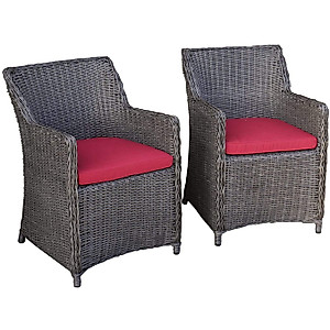 Sea Island Wicker CT-M-1-SP (CT-M-1) Patio Lounge Chair Set with Red Cushion