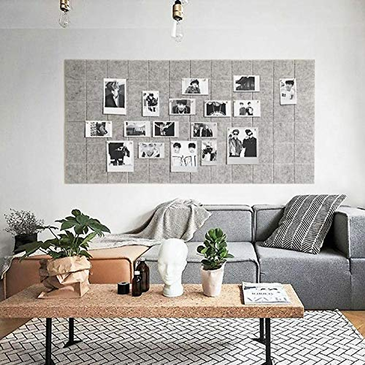 Felt Tile Board Square Push Pin Board for Wall Decor Self Adhesive Wall Bulletin Boards for Notes,Pictures,Photos,Memo, Office and Home Decor