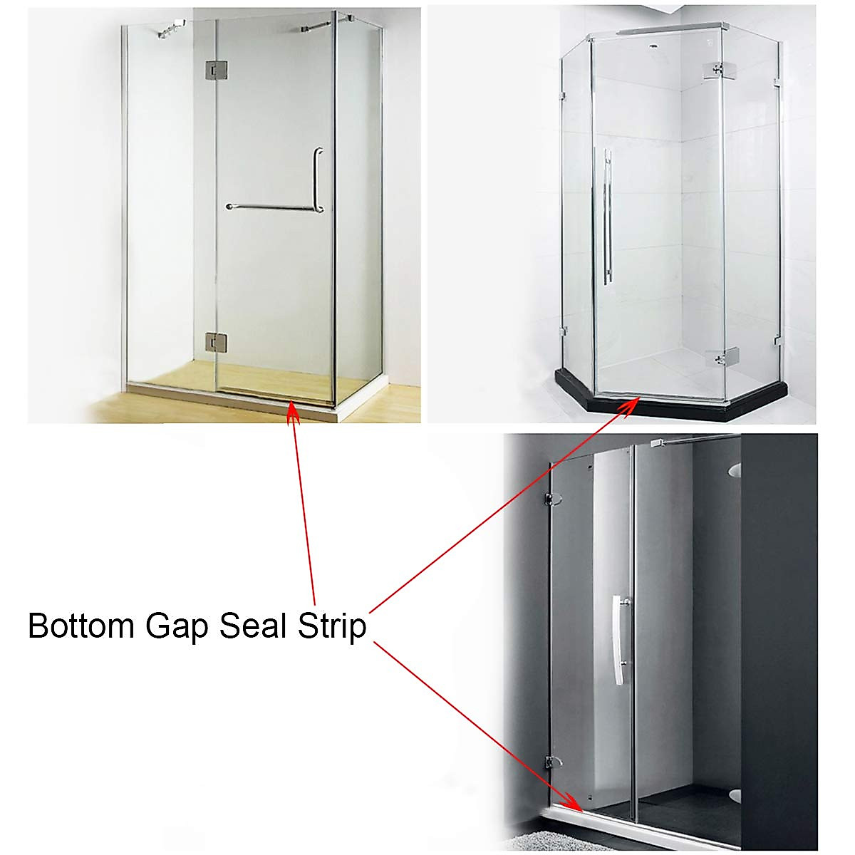 Cozylkx Frameless Glass Shower Door Sweep for 3/8" Glass, Bottom Seal with Drip Rail, 27.5" Long