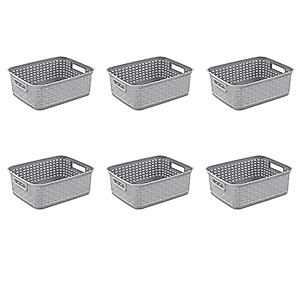 Sterilite 12726A06 Short Weave Basket, Cement, 6-Pack