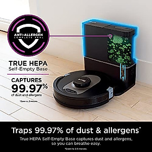 Shark RV2502AE AI Ultra Robot Vacuum with XL HEPA Self-Empty Base, Bagless, 60-Day Capacity, LIDAR Navigation, Smart Home Mapping, UltraClean, Perfect for Pet Hair, Compatible with Alexa, Black