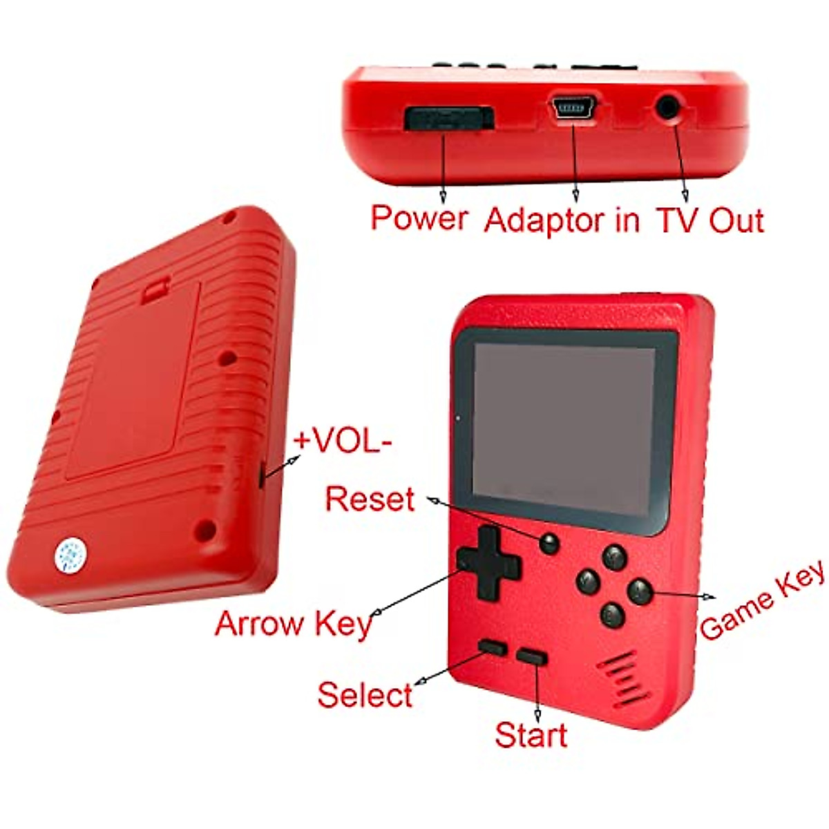 Handheld Game Console Retro Mini Game Player with 400 Classical FC Games Supporting 2 Players & TV Connection , Gift Birthday (Game Console Red)