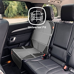 Diono Ultra Mat and Heat Sun Shield Complete Back Seat Upholstery Protection with Integrated Heatshield, Crash Tested, Water Resistant Protection, Durable, Anti-Slip, 3 Mesh Storage Pockets