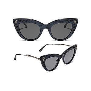 DIFF Harry Potter Bellatrix Designer Cat Eye Sunglasses for Women UV400 Protection, Geo Black + Grey