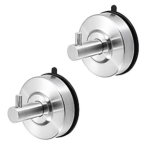 Stainless Steel Vacuum Suction Cup Hooks, 2 Pack Brushed Nickel SUS 304 - Removable Heavy Duty Hooks for Bedroom, Kitchen, Toilet, Bathroom,Cloakroom（No Punching）