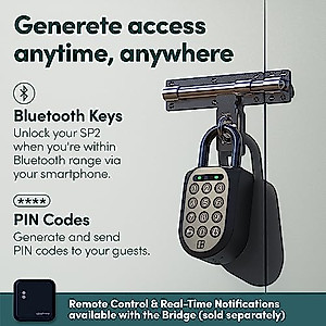 igloohome New Smart Padlock 2 (SP2), The Toughest Smart Padlock – Generate Access from Anywhere with The Mobile app (iOS/Android) – No WiFi Needed, Waterproof & Rechargeable