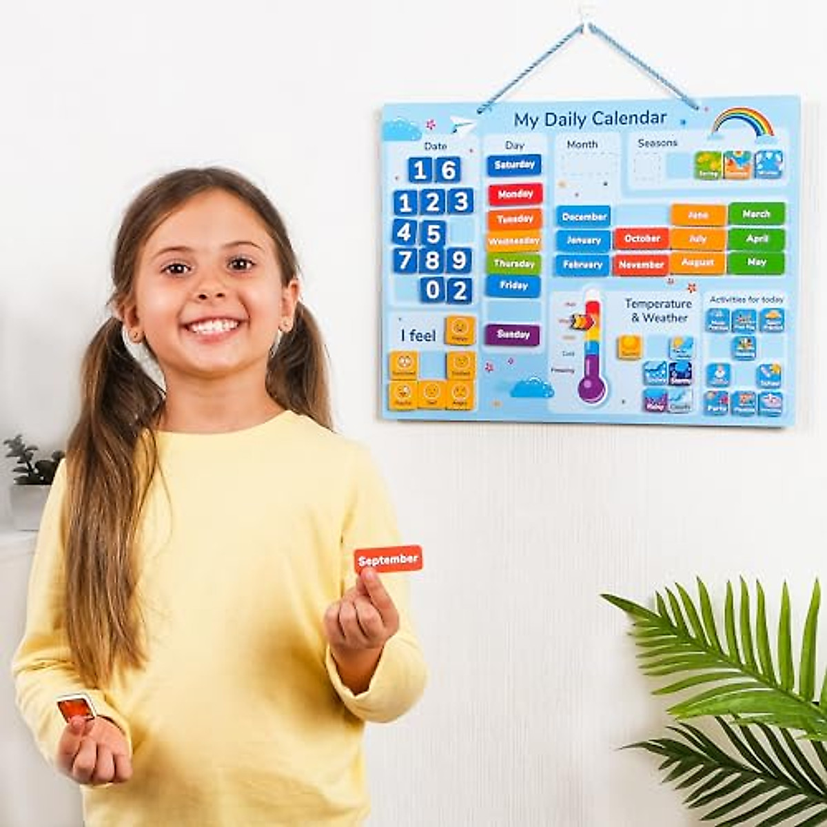 Simply magic 58 PCS Kids Calendar 2024 - My First Daily Magnetic Calendar for Kids, Days of The Week Calendar for Kids, All About Today Board, Preschool Wall Calendar for Classroom, for Home