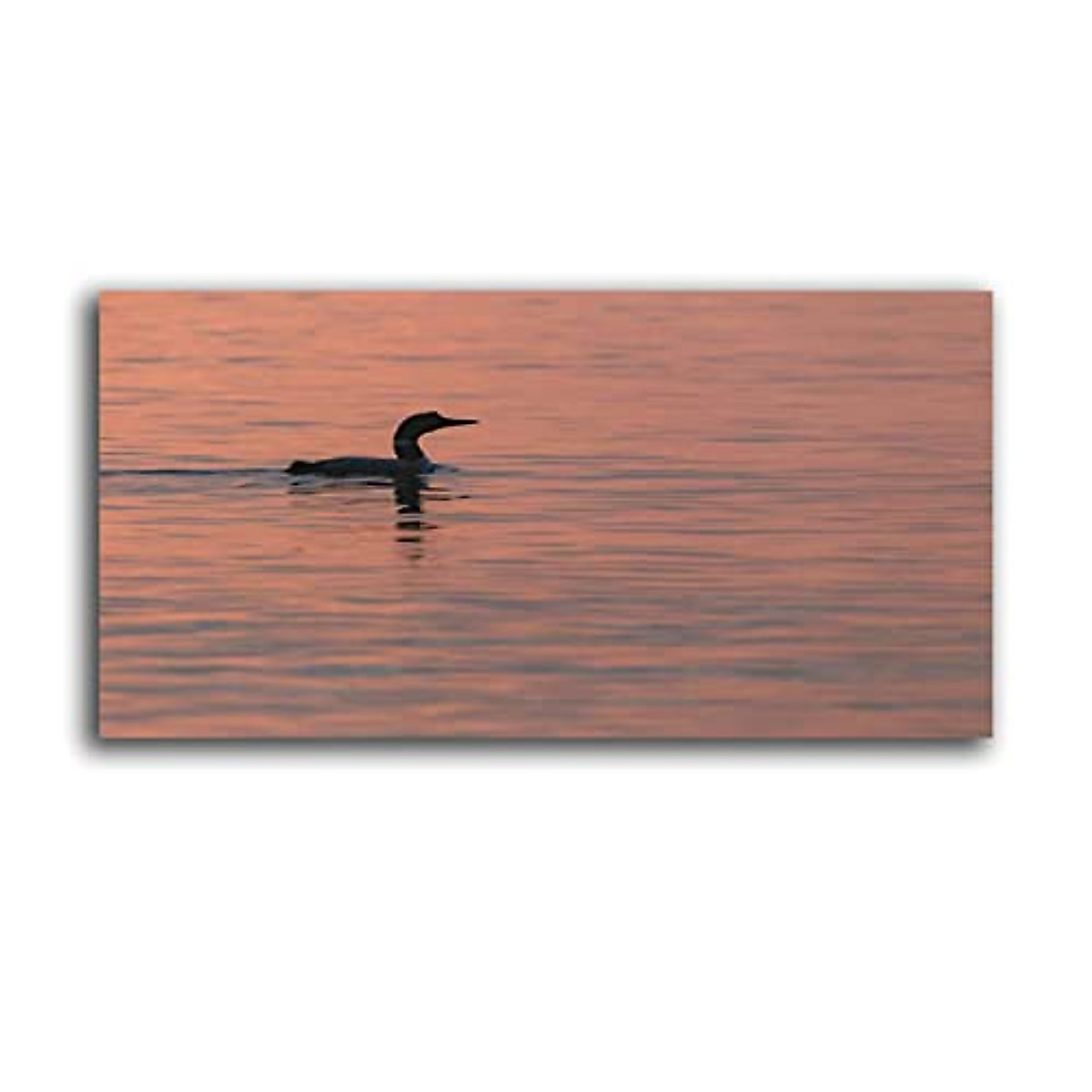 Large Wall Art Loon in dawns light Painting Poster Print on Canvas Artwork for Living Room Bedroom Stretched and Framed Ready to Hang 20”x40”