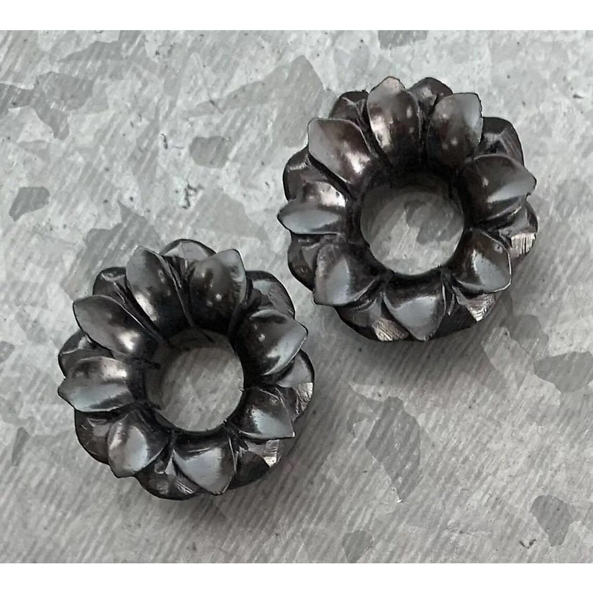 Lobal Domination PAIR of Lotus Flower Organic Areng Wood Tunnels Ear Plugs - Gauge Body Jewelry (1" (25mm))