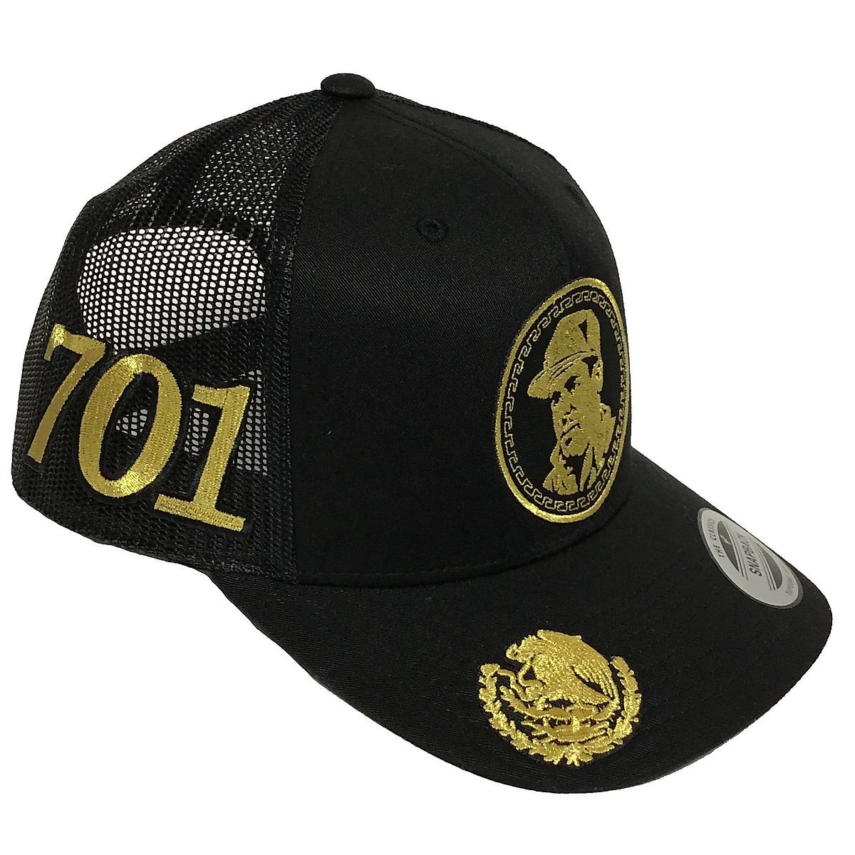 Capsnmore El Chapo Guzman Hat Black Mesh Snapback 4 Logos