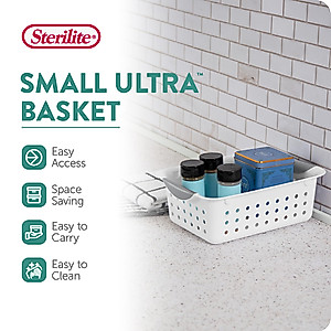 Sterilite 16228012 Small Ultra Basket, White Basket w/ Titanium Inserts, 12-Pack