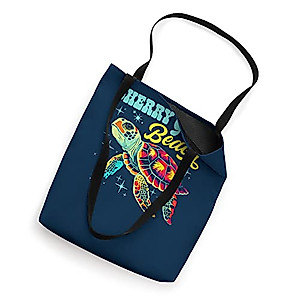 Cherry Grove Beach SC Artistic Sea Turtle Retro Tote Bag