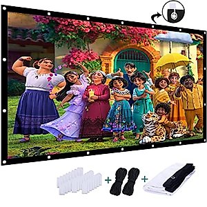 120 Inch Projector Screen, TORABOW Movie Projector Screen 16:9 Foldable and Portable Anti-Crease Indoor Outdoor Projection Double Sided Video Projector Screen for Party, Home, Office, Classroom