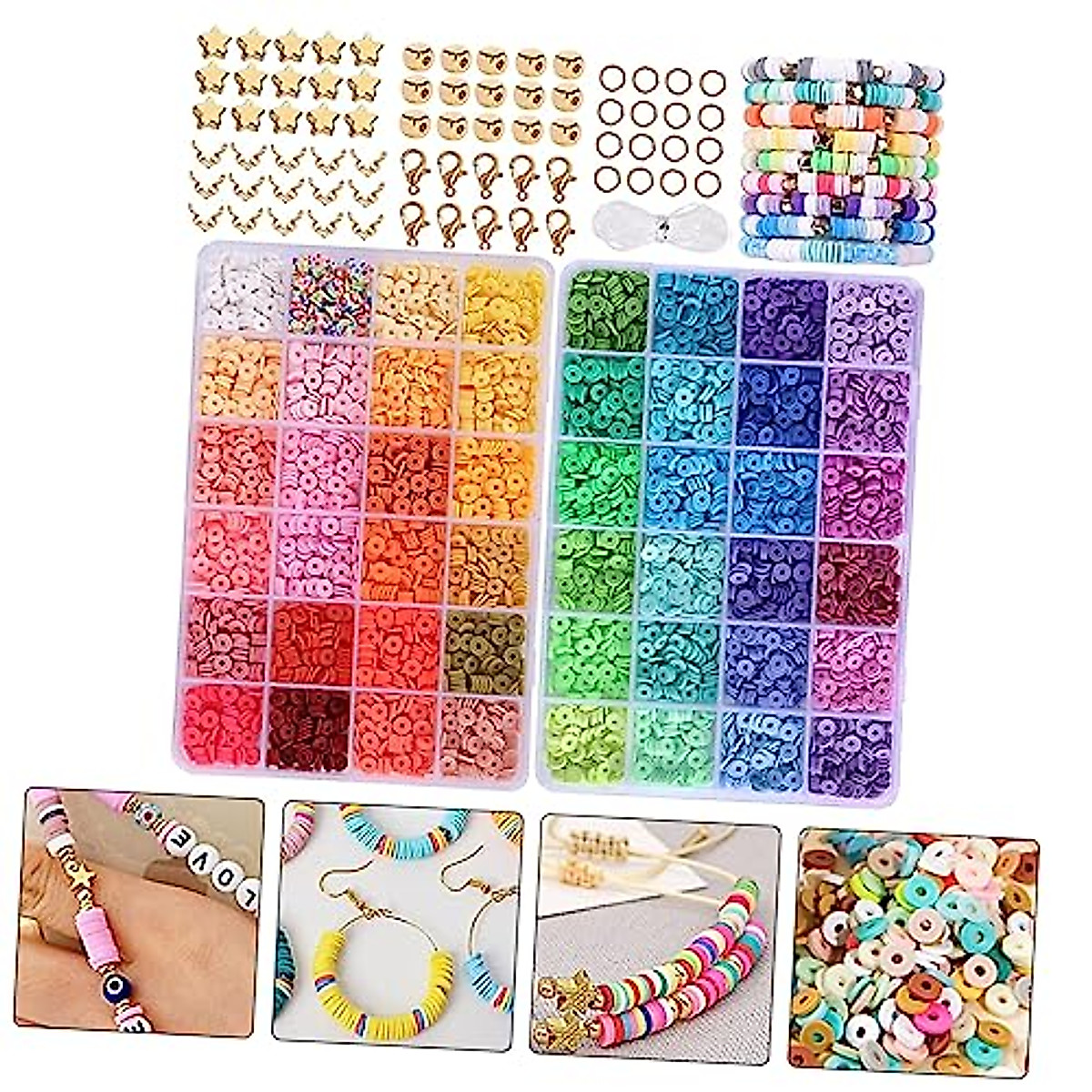 EXCEART 1 Set Black Stone Beads Colorful Clay Beads DIY Jewelry Making Set Arts and Crafts Kit Adult Craft Kits Fashion Necklace Bracelet Beads Girls Bracelet Making Kit Bracelet Maker Kit