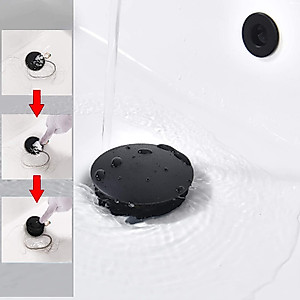 Rockgoya Bathroom Sink Drain,Drain Stopper Bathroom Sink Without Overflow,Pop Up Drain Assembly With Detachable Strainer Basket,Built-In Anti-Clogging Strainer,Stainless Steel Mattle Black