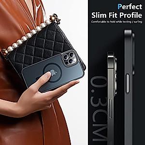 femrit Magnetic Case for iPhone 12 Pro Max Case, [Compatible with MagSafe] [2 Pcs Tempered Glass Screen Protector] [Translucent Matte] Military Grade Drop Shockproof Phone Case 6.7 inch - Black