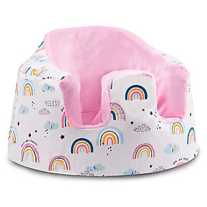 SMTTW Seat Cover Compatible with Bumbo Seat, Summer Cooling Breathable Seat Cover with Portable Hand Belt for Baby Boy Girl (Pink Rainbow)