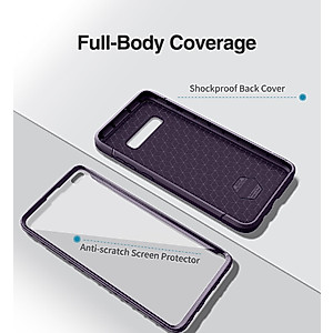 SURITCH for Samsung Galaxy S10 Plus Case, [Built-in Screen Protector] 360° Full Protection Military Grade Shockproof Rugged Bumper Thick Protective Phone Cover for Samsung S10 Plus 6.4 Inch - Purple