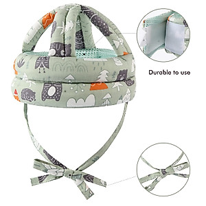 Baby Safety Helmet Infant Toddler Breathable and Adjustable Head Cushion Bumper Bonnet for Running Walking Crawling (Green),BB-1003 Green