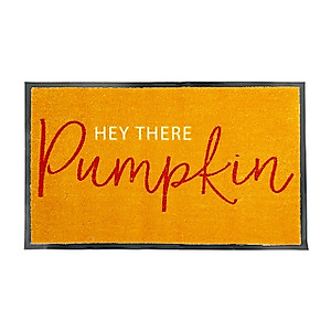 Pearhead Hey There Pumpkin Welcome Mat, Nonslip Rubber Backing Doormat, Outdoor and Indoor Entry Door Mat, Fall Home Dećor Accessory, Orange