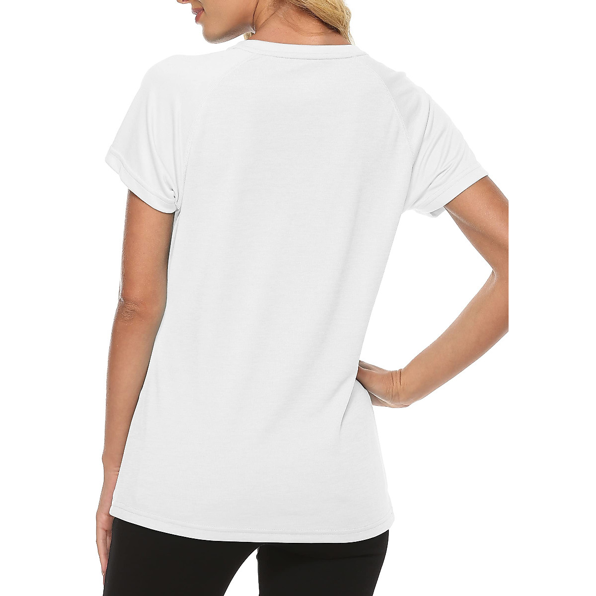 MoFiz Women's Hiking Shirts Short Sleeve UPF 50+ Sun Protection Lightweight Running Fishing Shirts White M