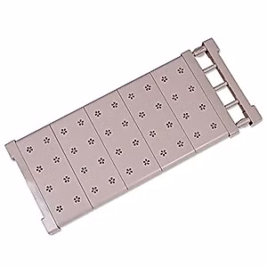 Ifever Adjustable Closet Tension Rod Shelf Expandable Organizer Divider Separator for Cabinet Wardrobe Cupboard Kitchen Bathroom (Beige, 11-15 Inch)