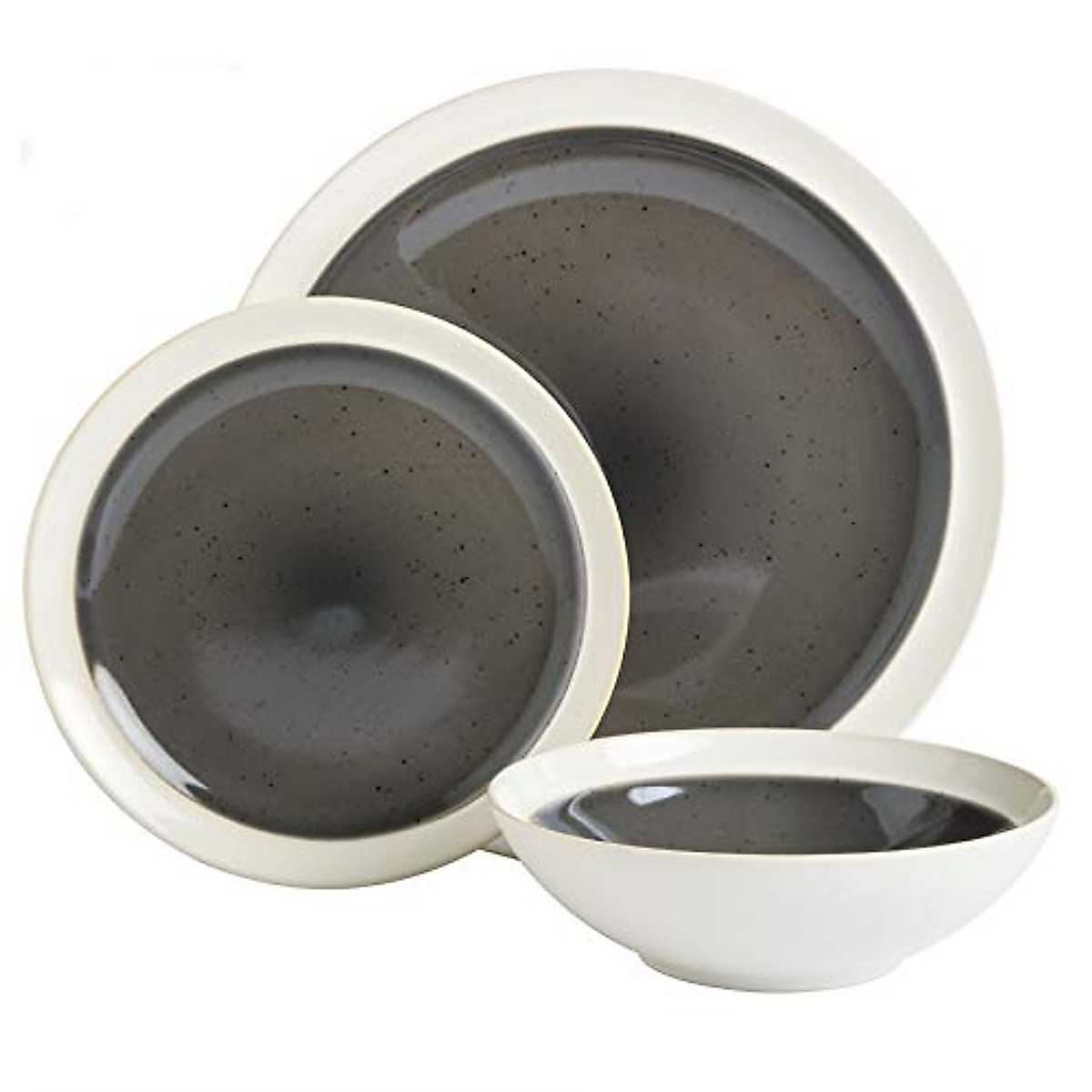 Gibson Elite Clementine 12 Piece Dinnerware Set, Grey