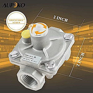 Aupoko 1/2" Natural Gas Pressure Regulator with Sealing Ring, Interchange Pressure Regulator with 1/2" FPT Thread Fits Natural Gas and Liquefied Gas, NG 4" WC Out/LPG 10" WC Out