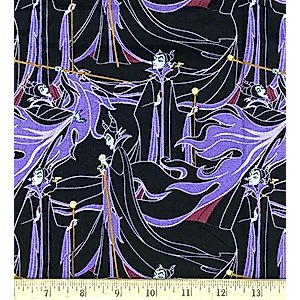1 Yard - Disney Villains Maleficent in Lavender on Black Cotton Fabric (Great for Quilting, Sewing, Craft Projects, Quilts, Throw Pillows & More) 1 Yard X 44" Wide