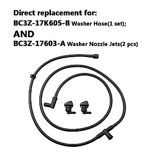 for Ford Super Duty Windshield Washer Nozzle Hose Kit, Compatible with Ford Super Duty F250 F350 F450 2011 2012 2013 2014 2015 2016, BC3Z-17K605-B Washer Hose + BC3Z-17603-A Washer Nozzle Jets