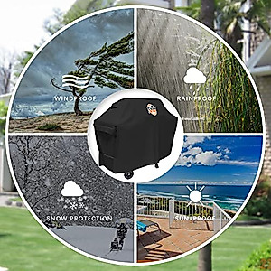 Tsian Wise Grill Cover, 55 Inch Outdoor Waterproof Heavy-Duty BBQ Cover, 600D Oxford Polyester, UV Resistant and Rainproof for Weber, Char-Broil Nexgrill JennAir Brinkmann