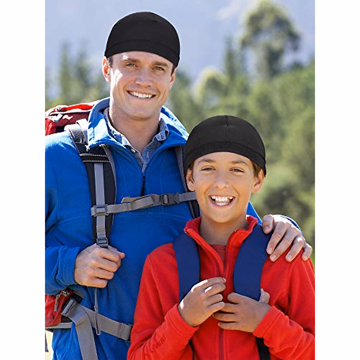 Boao 6 Pieces Skull Caps Helmet Liner Sweat Wicking Cap Running Hats Cycling Skull Caps for Men Women (Black, X-Large)