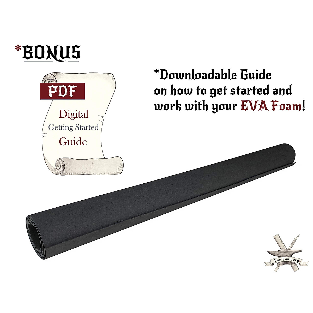 EVA Foam Cosplay - 2mm (1mm to 10mm) - Black or White - 14" x 39" Sheet - Ultra High Density Craft Foam 85 kg/m3 - by The Foamory