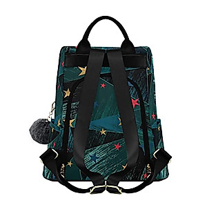 Backpack Purse for Women Fashion Colorful Stars on Geometric Travel Anti-theft School Daypack College Casual Shoulder Bag Medium Size