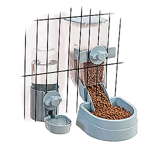 Oncpcare Rabbit Food Water Dispenser, Bunny Food and Water Bowl Set for Cage, Small Aniaml Food Dish for Rabbits, Ferrets, Cats, Birds