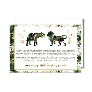 Paper Clever Party Tropical Jungle Baby Shower Thank You Cards with Envelopes - 25 Pack - Blank Notes with Prefilled Message for Gender Neutral Gifts - Royal Green and Gold 4x6 Stationery Set
