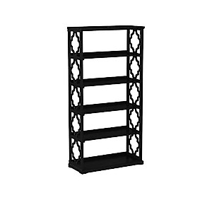 Powell Furniture Turner Bookcase, Black, 36.5" x 15.8" x 72"