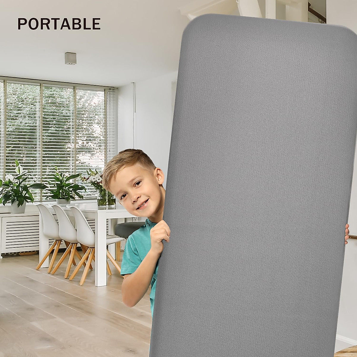 DECOLAB Standing Room Divider 29”x65” Portable Self Freestanding Partition for Classroom, Office, Studio Webcam Background, Sound Absorption Privacy Screen Separator (Steel)