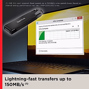 SanDisk 256GB Ultra USB Type-C Flash Drive - SDCZ460-256G-G46, Black