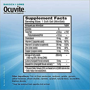 Adema Bausch + Lomb 0-cuvite Adult 50+ Vitamin &. Mineral Supplement with Lutein, Zeaxanthin, and Omega-3, Soft Gels (150 Count) iiiIII