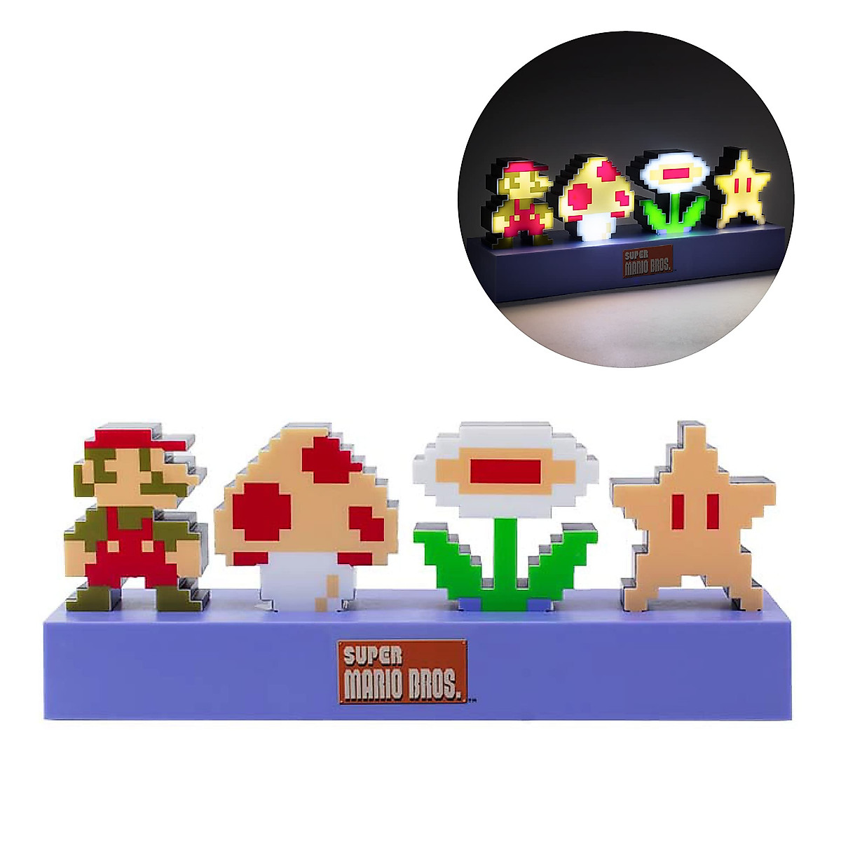Paladone Super Mario Bros Icons Light, Sound Reactive Mode, Decorative Light Up Super Mario Figure Bedroom Accessories & Decor