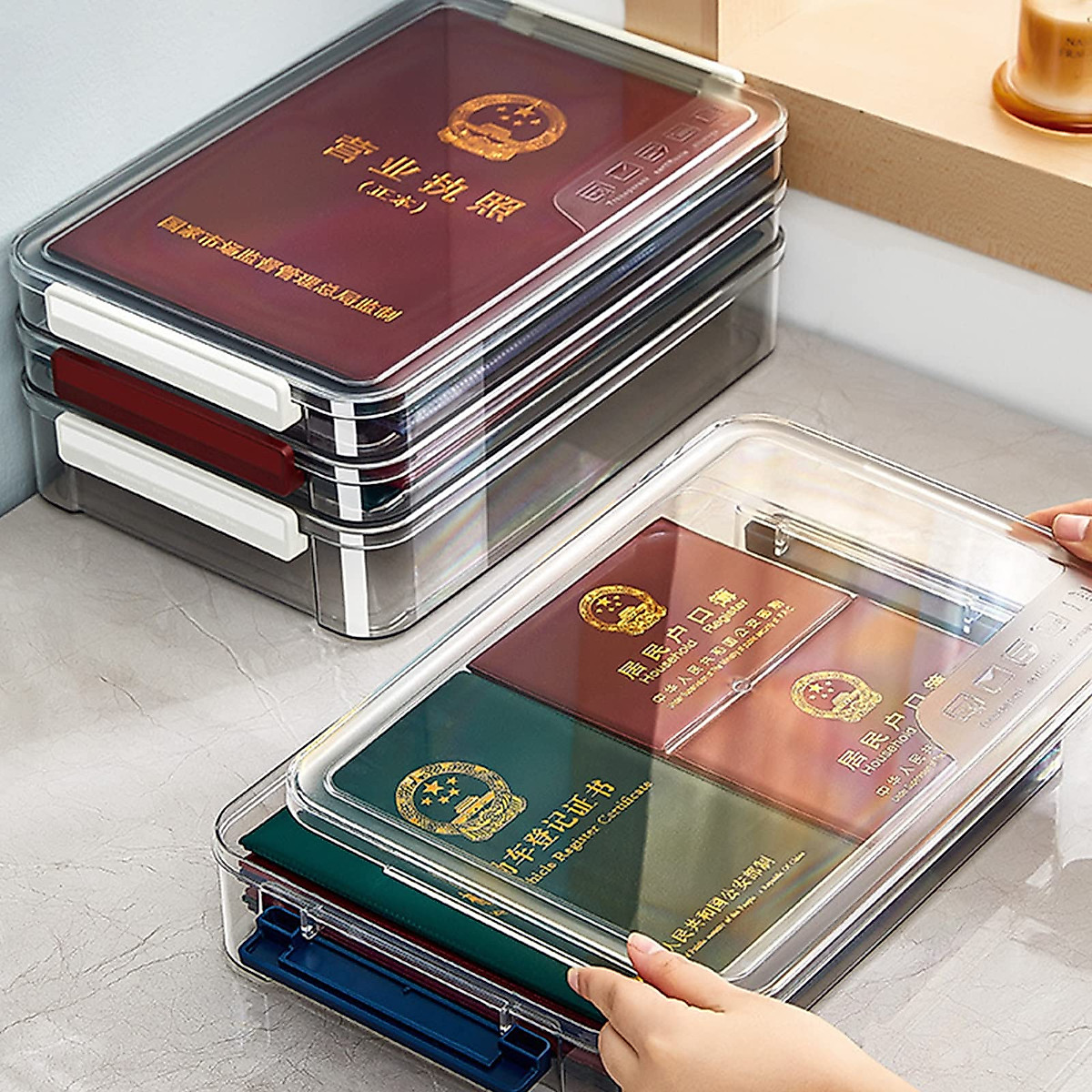 Jonvin A4 File Portable Project Case,Office Supplies Accessories File Protector Case Organizer,Documents Magazines Paper Protector, Office Supplies File Storage Case (13.64 x 9.21 x 2.55 in)