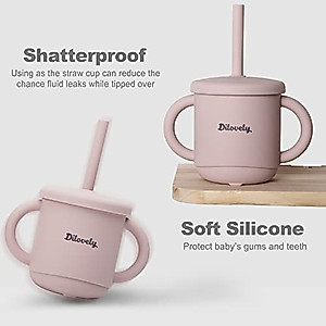 Dilovely Silicone Snack Cup Container, Sippy Cup for Toddler Pink Set